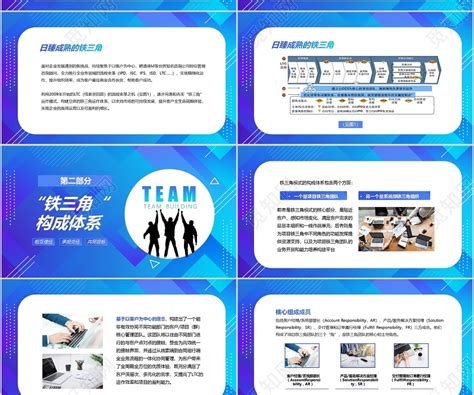 渐变简约商务企业培训铁三角团队建设模式课件ppt下载 觅知网