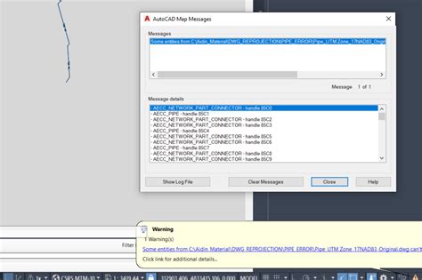 Transforming Reprojecting Dwg Files With Pipe Network Features In It