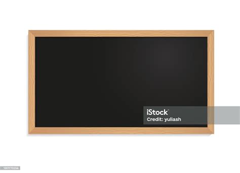벡터 현실적인 학교 칠판 Mockup 검은 색 흰색으로 격리 된 나무 프레임빈 템플릿 나무 칠판 또는 클래스 보드 Eps 10