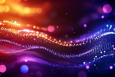 Abstract Glowing Orange And Blue Particles Wave On Dark Background Creating Mesmerizing Visual