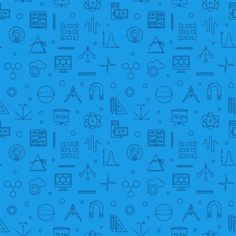 Premium Vector Stem Learning Blue Vector Line Seamless Pattern