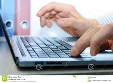 Close Up Of Typing Hands Stock Image Image Of Hand Computer 68628563