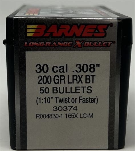 Barnes 30 Cal 308 Dia Reloading Bullets Copper Lrx B30374 200 Grain Boat Tail Ballistic Tip