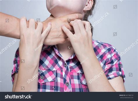 Mans Hand Strangle Womans Neck Close Stock Photo Shutterstock