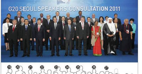 G20 국회의장회의 기념촬영 배치