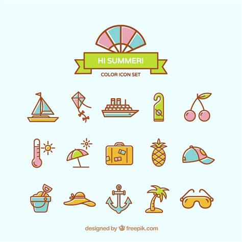 素敵な夏のアイコン 無料のベクター
