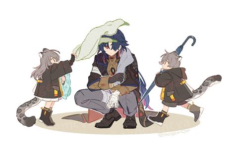 Trailblazer Stelle Caelus And Blade Honkai And 1 More Drawn By