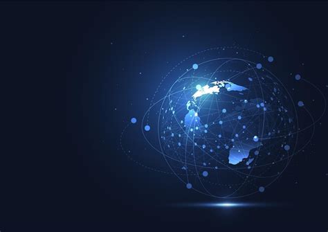 グローバルネットワーク接続世界地図ポイントとグローバルビジネスの線構成の概念ベクトル図 プレミアムベクター