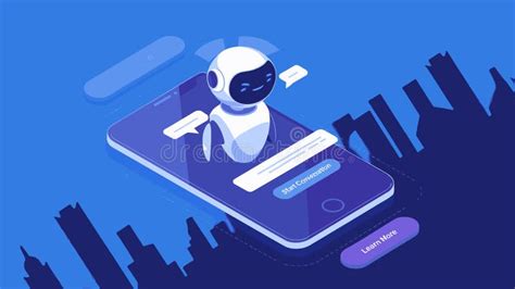Mobile Chatbot App Isometric Landing Page Application For Sms