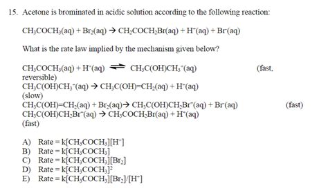 Answered Acetone Is Brominated In Acidic… Bartleby
