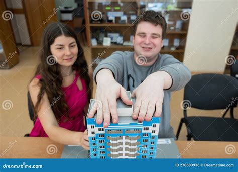 A Visually Impaired Man Uses A Scanning And Reading Machine Stock