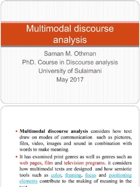 Multimodal Discourse Analysis Pdf