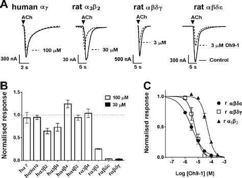 Inhibition Of Nachr Subtypes Expressed In Xenopus Oocytes By Oh9 1 A