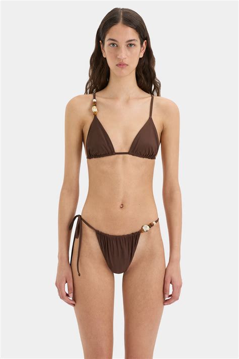 Jeanne Beaded String Brief Chocolate Brown Sir