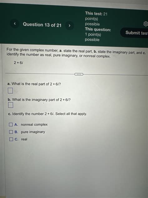 solved for the given complex number a ﻿state the real