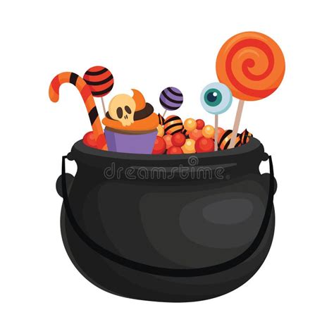 Cubo De Calabaza De Halloween Lleno De Dulces Dibujo De Una Canasta