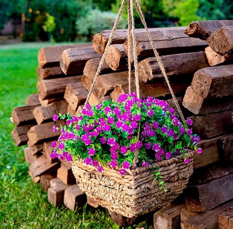 Viworld Uv Resistant Artificial Flowers 12 Pcs Faux Outdoor Plants