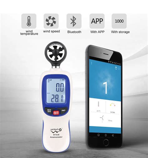 Digital Anemometer Wind Speed And Temperature Meter Air Flow Bluetooth W