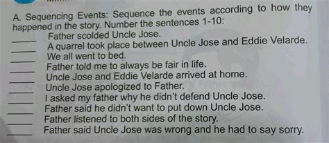 A Sequencing Events Sequence The Events StudyX