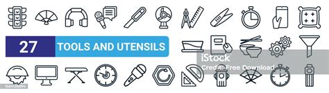 세마포어 조명 Tessen 팬 헤드폰 변형 집게 마우스가 있는 책 검은색 화면 분대 모바일 앱용 타임 스퀘어 벡터 아이콘 웹과