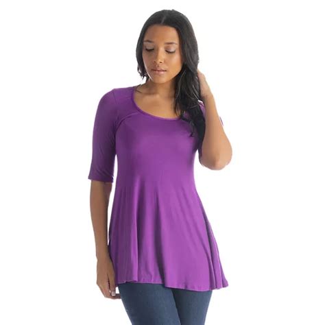 Womens 24seven Comfort Apparel Elbow Sleeve Swing Tunic Top