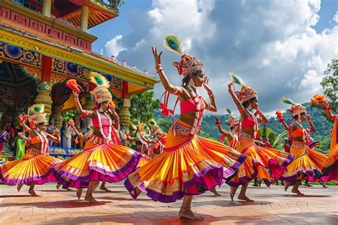 Traditional Kandyan Dancers In Vibrant Costumes Premium Ai Generated Image
