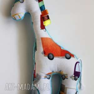 żyrafka auta niebieski handmade maskotki dla dziecka ღ art Madam pl