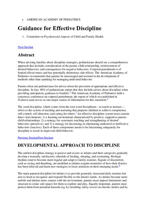 Doc American Academy Of Pediatrics Guidance For Effective Discipline