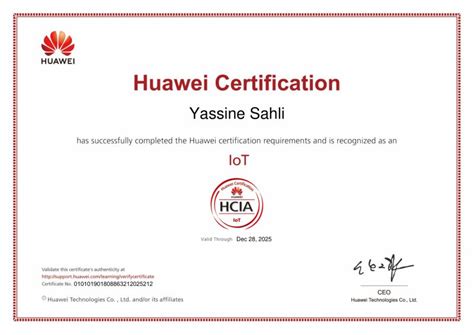 Huawei Hciaiot Iot Certification Internetofthings Experience Career… Yassine Sahli