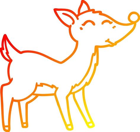 Dibujo De Línea De Gradiente Cálido Ciervo De Dibujos Animados 10675197