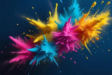 Premium Photo Holi Color Powder Splatter Texture On Blue Background