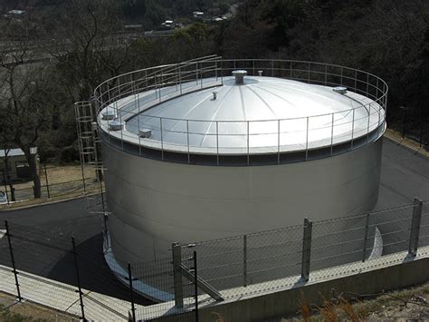 円筒形配水池 施工事例 ステンレスタンク貯湯槽ならベルテクノ