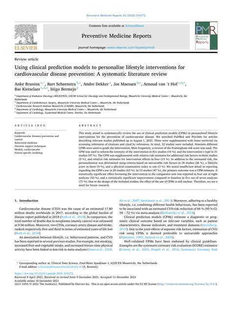 PDF Using Clinical Prediction Models To Personalise Lifestyle Interventions For Cardiovascular