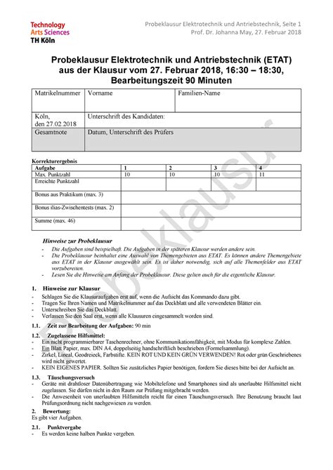 Probeklausur 27 Dezember Wintersemester 2018 2019 Fragen