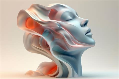 Abstract Fluid Female Face With Gradient Colors And Dynamic Shapes In