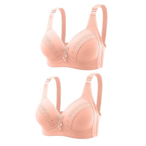 Atoysoy 2pc Plus Size Everyday Bra Lace Splicing Breathable Push Up
