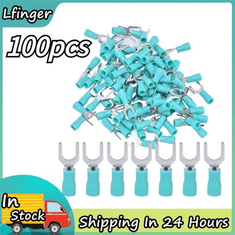 Pcs Insulated Fork Spade Wire Connector Copper Pvc U Type Electrical Crimp Terminal Awg