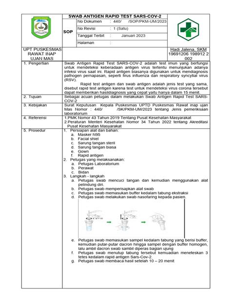Zz Sop Swab Antigen Rapid Test Sars Cov 2 Pdf
