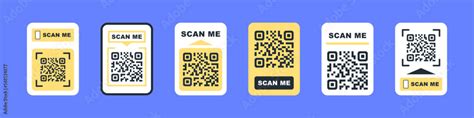 Qr Code Scan For Smartphone Qr Code Frame Vector Set Template Scan Me