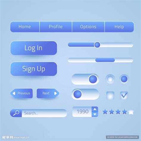 蓝色互联网网页组件按钮设计图 图标 按钮 Web界面设计 设计图库 昵图网