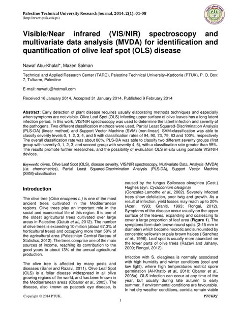PDF Visible Near Infrared VIS NIR Spectroscopy And Multivariate