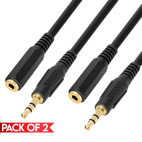 Cmple 2 Pack 6 Inches Aux Extension Cord Headphone Cable Extender