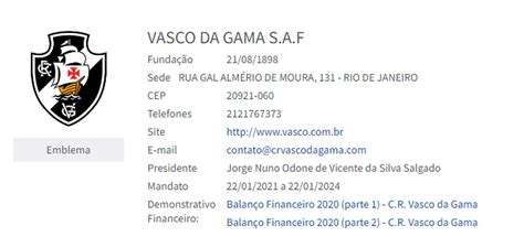 Vasco chega a acordo para pagar dívida e registra SAF na Ferj vasco ge