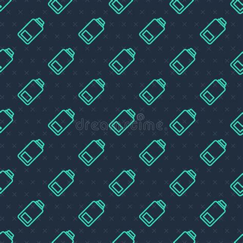 Green Line Battery Charge Level Indicator Icon Isolated Seamless Pattern On Blue Background
