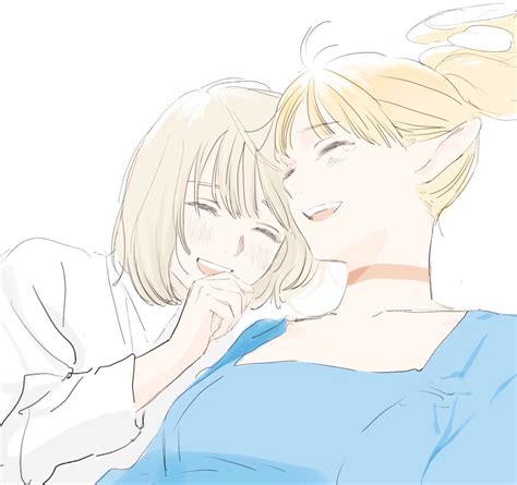 Safebooru 2girls Blonde Hair Blue Dress Blush Closed Eyes Dress