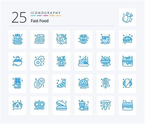 Free Vector Fast Food 25 Blue Color Icon Pack Including Fast Food Food Food Fast Food Coffee