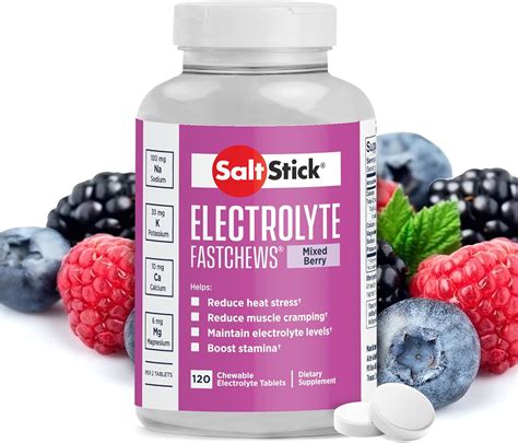 Saltstick Electrolyte Fastchews Mixed Berry Chewable Electrolyte Tablets Salt