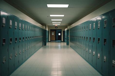 Premium Ai Image Interior Of A School Locker Room With Lockers And