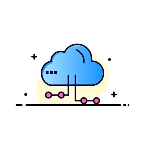Cloud Share Computing Network Business Flat Line Filled Icon Vector