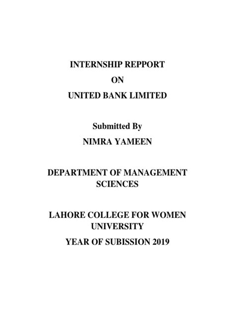 Internship Repport Pdf Banks Pakistan